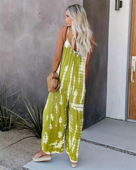 Plus Size Boho Jumpsuit Womens Plus Tie Dye V Neck Medium Temu