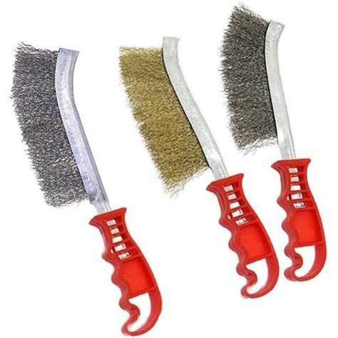 Lot De 3 Brosses à Main Métalliques Convexes Brosse Acier Brosse Inox