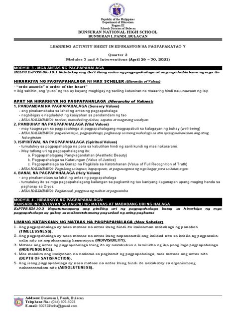 Esp 7 Q3 Las Modules 3 And 4 Pdf