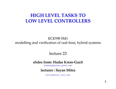 Modeling And Verification Of Real Time Hybrid Systems Ece 598 Docsity