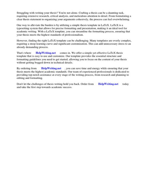 Simple Thesis Template Latex Pdf Thesis Computing