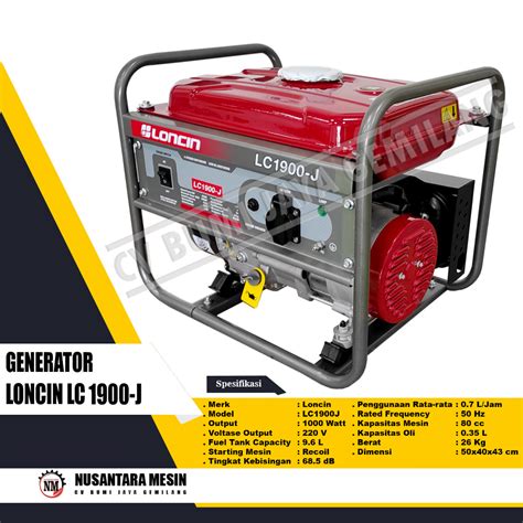 Jual Mesin Genset Generator Loncin Lc 1900j Shopee Indonesia