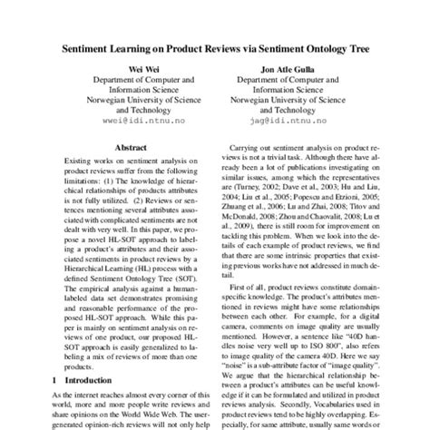 Sentiment Learning On Product Reviews Via Sentiment Ontology Tree Acl