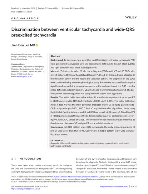Pdf Discrimination Between Ventricular Tachycardia And Wide‐qrs Preexcited Tachycardia