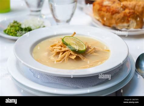 Sopa De Lima Lime Soup Chicken Broth Mexican Food Of Yucatan Stock Photo Alamy