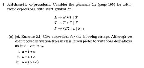 solved arithmetic expressions consider the grammar g4 page