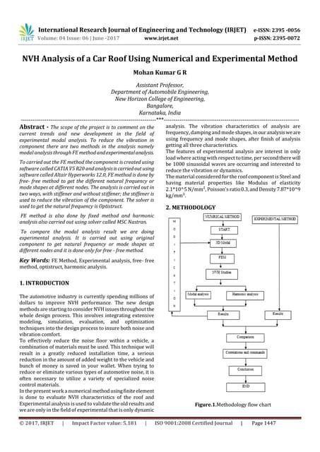 Nvh Analysis Of A Car Roof Using Numerical And Experimental Method Pdf