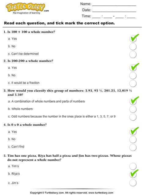 Identification Of Whole Numbers Worksheet Turtle Diary