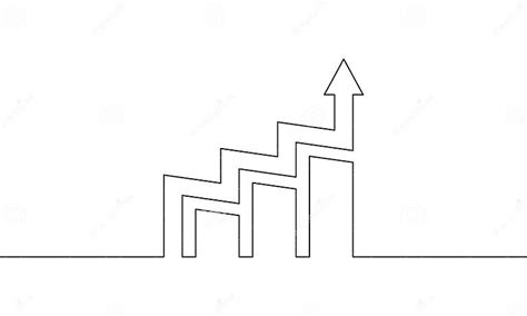 Continuous Line Drawing Of Growth Icon Arrow Up Stock Vector