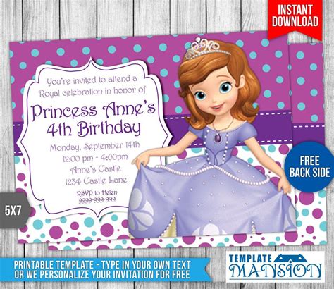 Sofia The First Invitation Templates Sofia The First Birthday Invitation 4 By Templatemansion