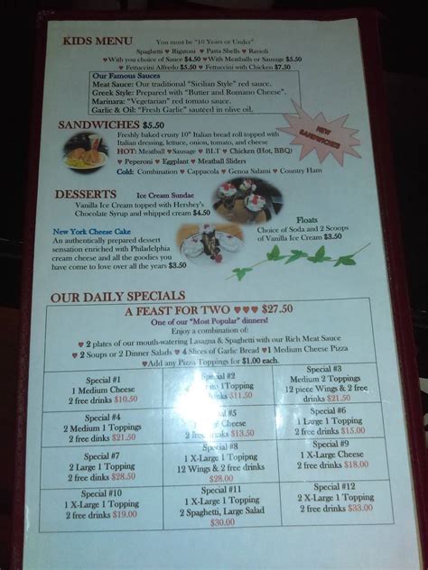 Menu At Pompeii Restaurant And Pizzeria La Puente Valinda Ave