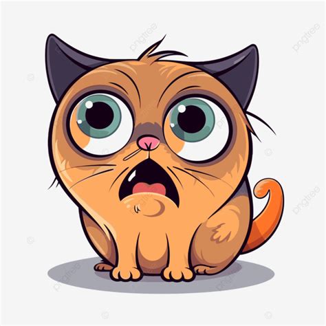 Scared Cat Vector Sticker Clipart Cartoon Sad Grumpy Cat Sticker