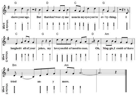 Maggie May Tin Whistle And Piano Letter Notes By Rod Stewart Irish