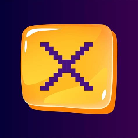 Multiplication Sign Glossy Ui Button With Pixelated Color Icon