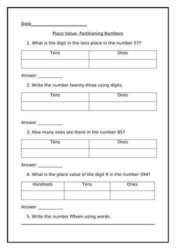 Place Value Partitioning Numbers Teaching Resources