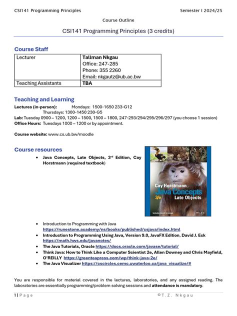 csi141 course outline 2024 pdf computer programming computer program