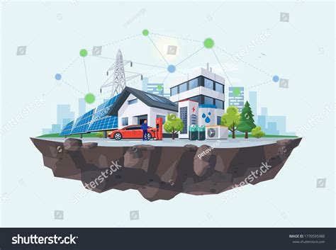 Smart Renewable Energy Power Grid System Stock Vector Royalty Free