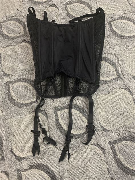 Victoria S Secret Black Lace Corset Garters Size C Gem