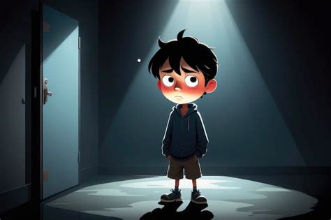 Niño triste de dibujos animados Foto Premium