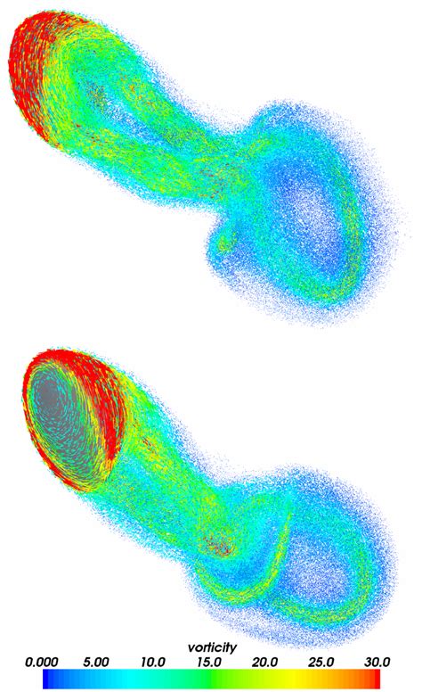 partial sampling of vortex particles perspective views from above and
