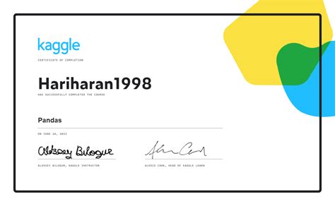 Hariharan1998 Completed The Pandas Course On Kaggle