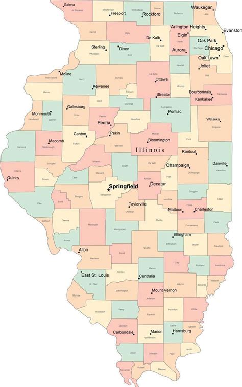 Illinois County Map Printable State Map With County L
