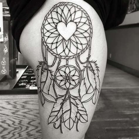 Dreamcatcher Thigh Tattoos