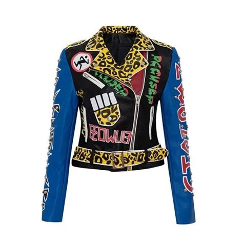 Tissu Veste en cuir PU pour femme avec ceinture blazer de moto High Street manteau court à