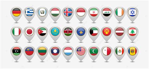 Collection Of Map Pointer Or Marker With Flags Template Vector Flag Map Pointer Flag Marker