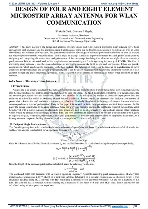 Pdf Design Of Four And Eight Element Microstrip Array Antenna For Wlan Communication