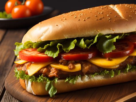 Premium Free Ai Images Sub Sandwich With Lettuce Tomato And Cheese