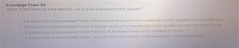 Solved Required Information Knowledge Check 01 Which Of The Chegg