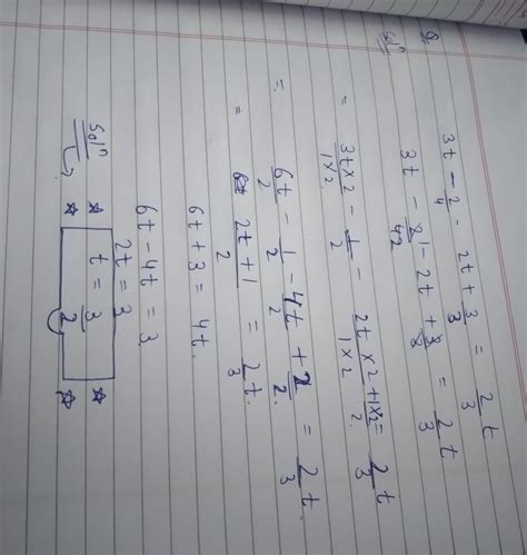 Solve The Following Equation 3t 2 4 2t 3 3 2 3 T