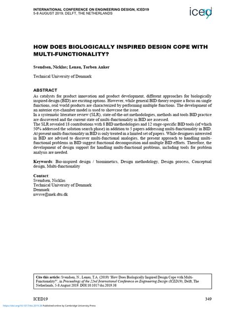 How Does Biologically Inspired Design Cope With Multi Functionality 2 Pdf Systematic