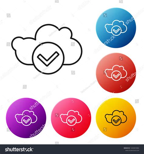 black line cloud check mark icon stock vector royalty free 1650901804