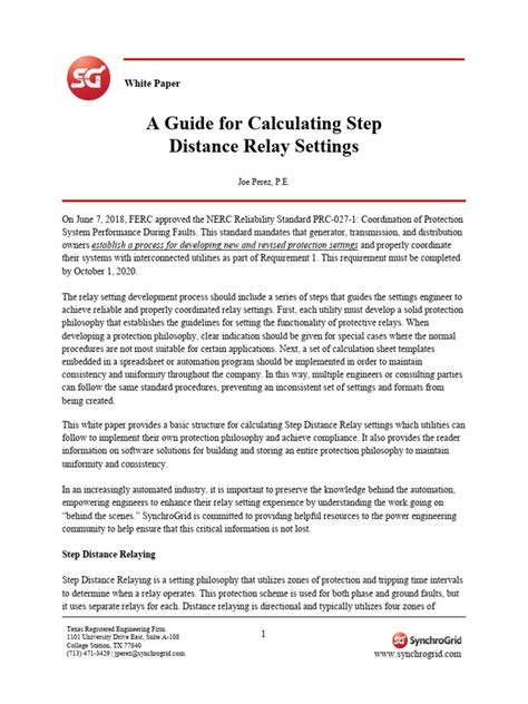 a guide for calculating step distance relay settings synchrogrid pdf