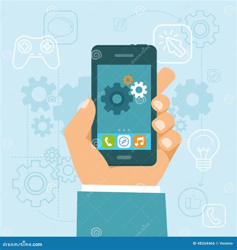 Vector App Development Concept In Flat Style Stock Vector Illustration Of Online Finger 48264466