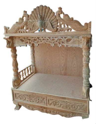 Brown Hand Carved Teak Wood Temple For Home Sizedimension 52x24inch