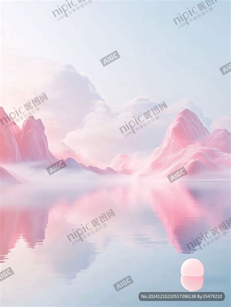 AI创作图轻奢山水 彩色意境山水 轻奢山水背景 渐变山水 粉红色超现实海景 幻彩艺术山水风景 渐变山水画 粉红色的超现实山脉 唯美意境山水