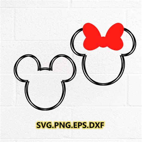 Minnie Outline Mickey Outline Vinyl Cutting File Minnie Dxf File Disney