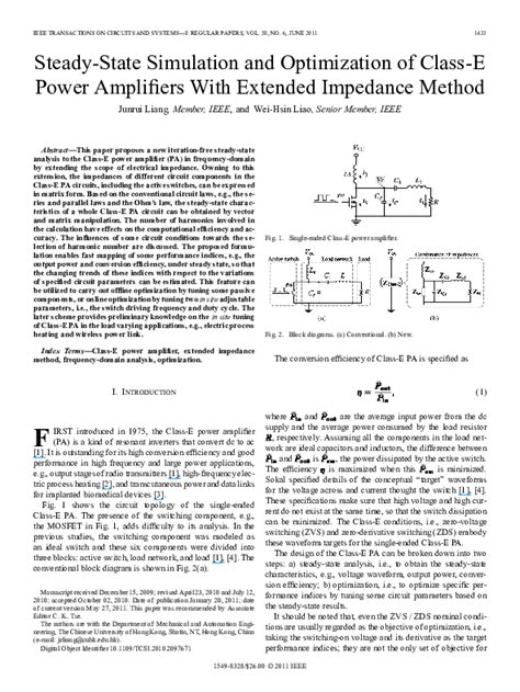 Pdf Steady State Simulation And Optimization Of Class E Power Amplifiers With Extended