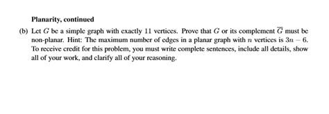 Solved Planarity Continued B Let G Be A Simple Graph With Exactly