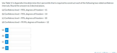 Solved Use Table V In Appendix A To Determine The