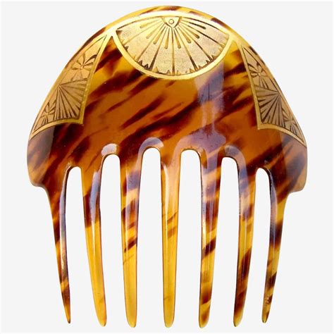 Late Victorian Hair Comb Faux Tortoiseshell Gilded Hair Accessory