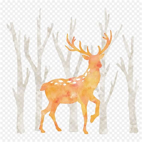 矢量手绘水彩鹿插画PNG图片素材下载 图片编号10690939 PNG素材网