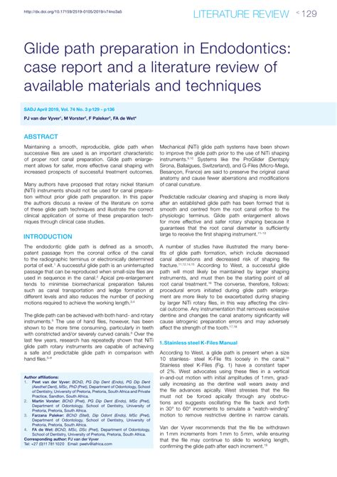 Pdf Glide Path Preparation In Endodontics Case Report And A