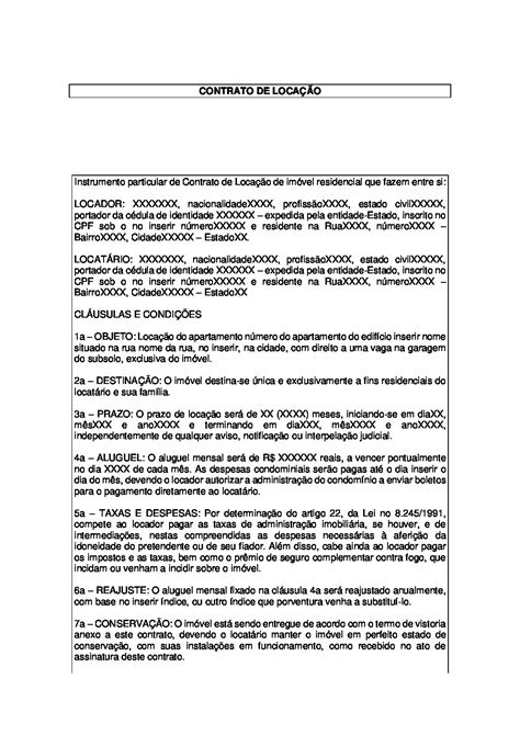 Contrato De Locação Residencial Word BRAINCP
