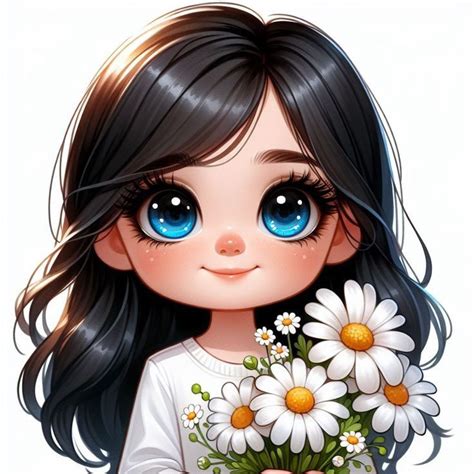 Девочка с ромашками Милые рисунки Ромашки Иллюстрации