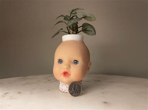 Ooak Creepy Altered Doll Head Planter Rory Etsy