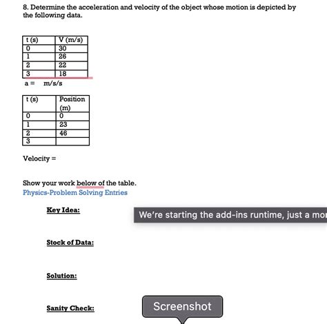 Solved Determine The Acceleration And Velocity Of The Object Chegg